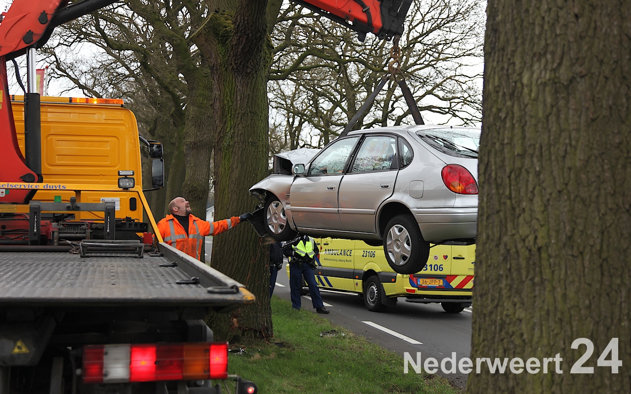 Auto frontaal tegen boom op Roermondseweg in Weert - Nederweert24
