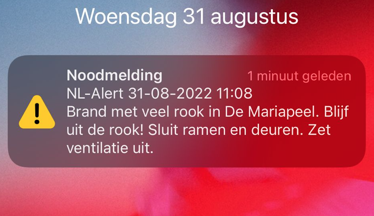 NL Alert: Veel rook door brand in de Peel, houd ramen en deuren ...