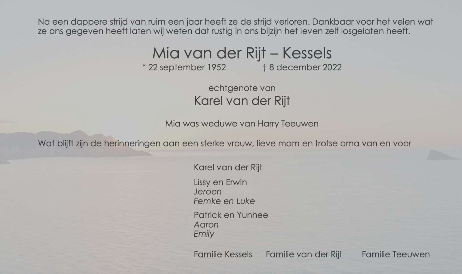 Overlijdensbericht: Mia van der Rijt – Kessels † - Nederweert24