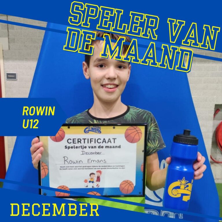 Rowin is 'Speler van de maand december Jumping Giants' - Nederweert24