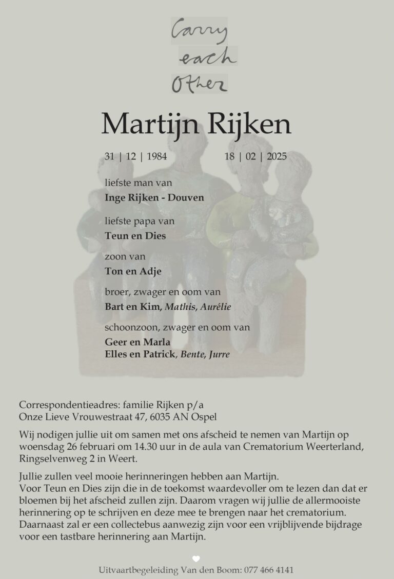 Overlijdensbericht | Martijn Rijken † - Nederweert24