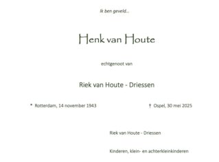 Overlijdensbericht | Henk van Houte † - Nederweert24